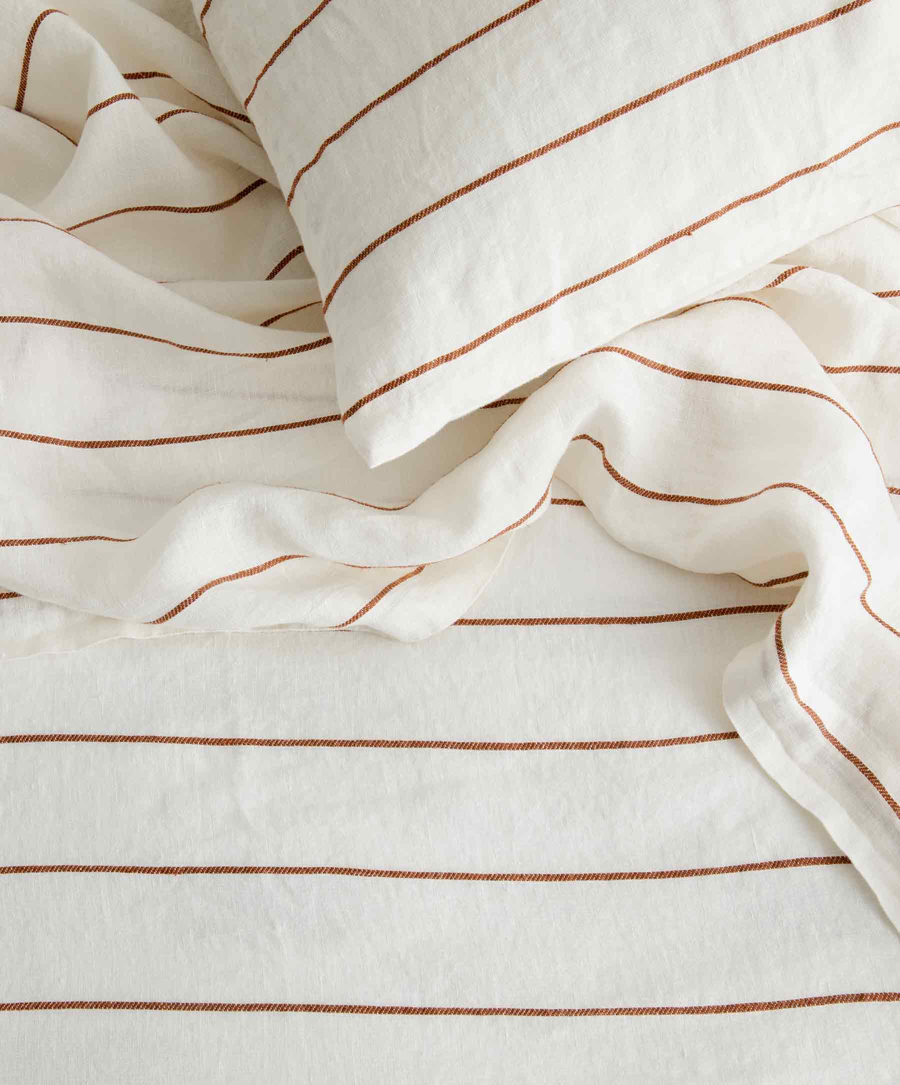 Linen Flat Sheet - Cedar Stripe | CULTIVER - USA