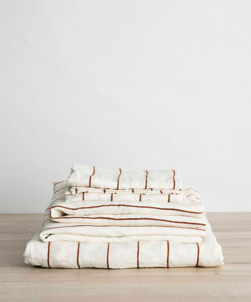 Linen Sheet Set Cedar Stripe CULTIVER USA